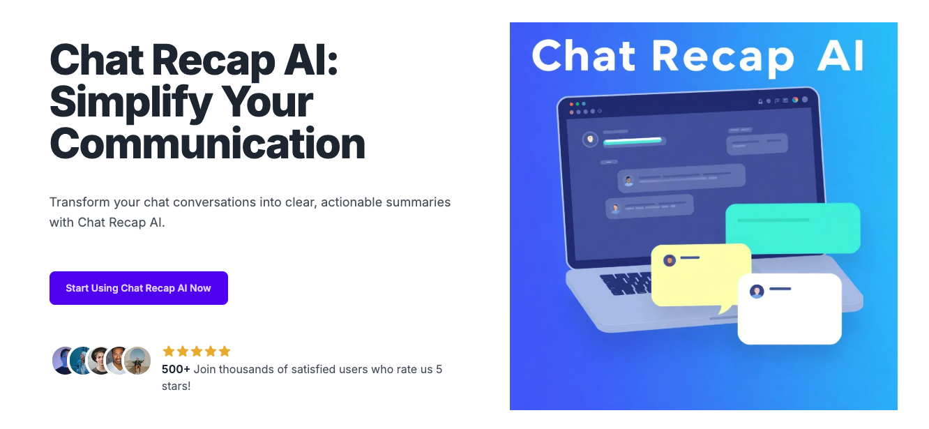 Chat Recap AI - Effortlessly Summarize Your Conversations Free Online